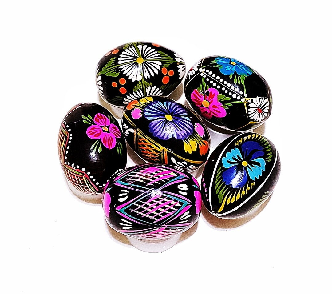 Easter Wooden Eggs, Vintage Ukrainian Traditional Pysanky, Hand Painted ...