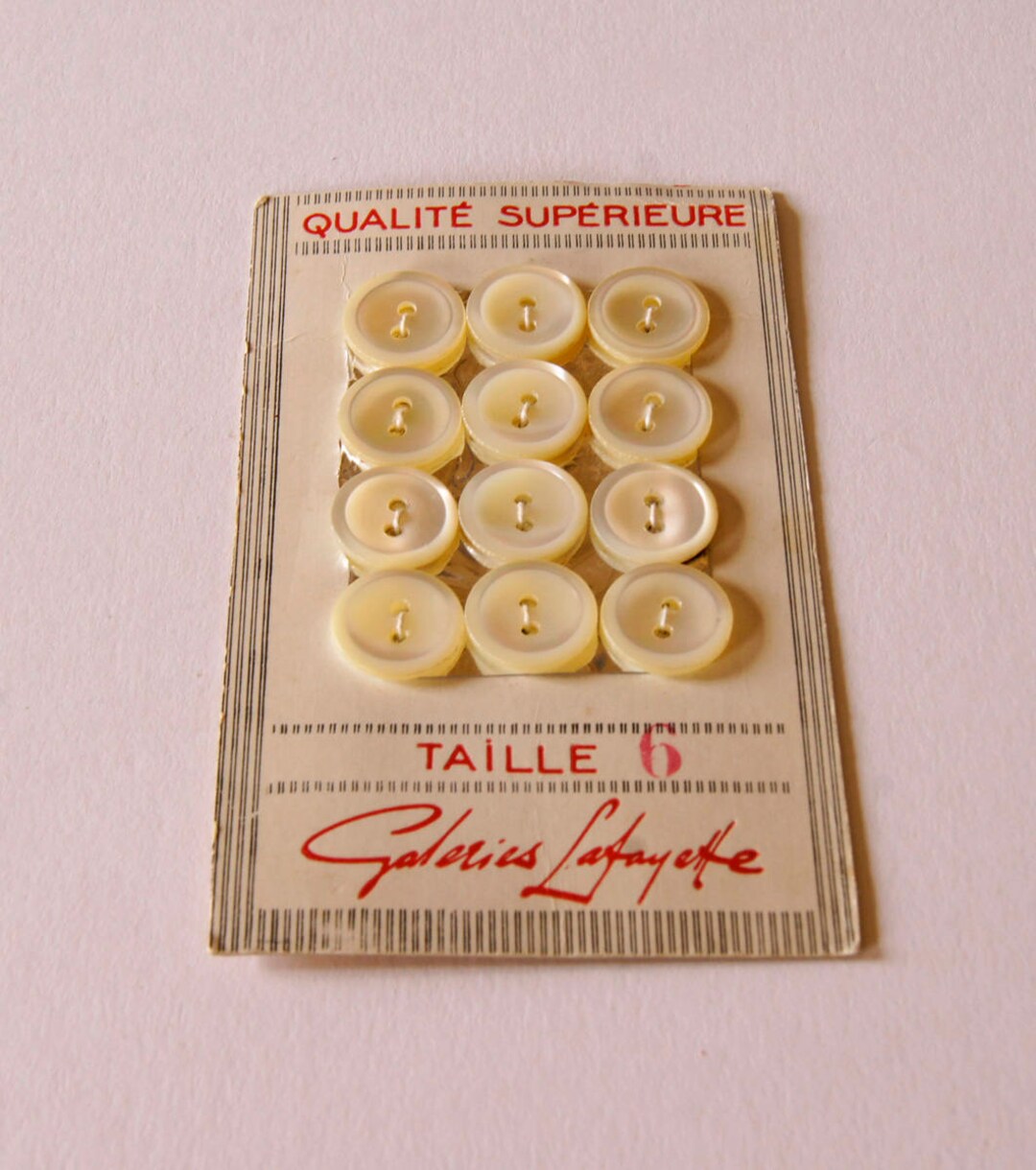 French Vintage Mother of Pearl Buttons on Original Card Galeries ...