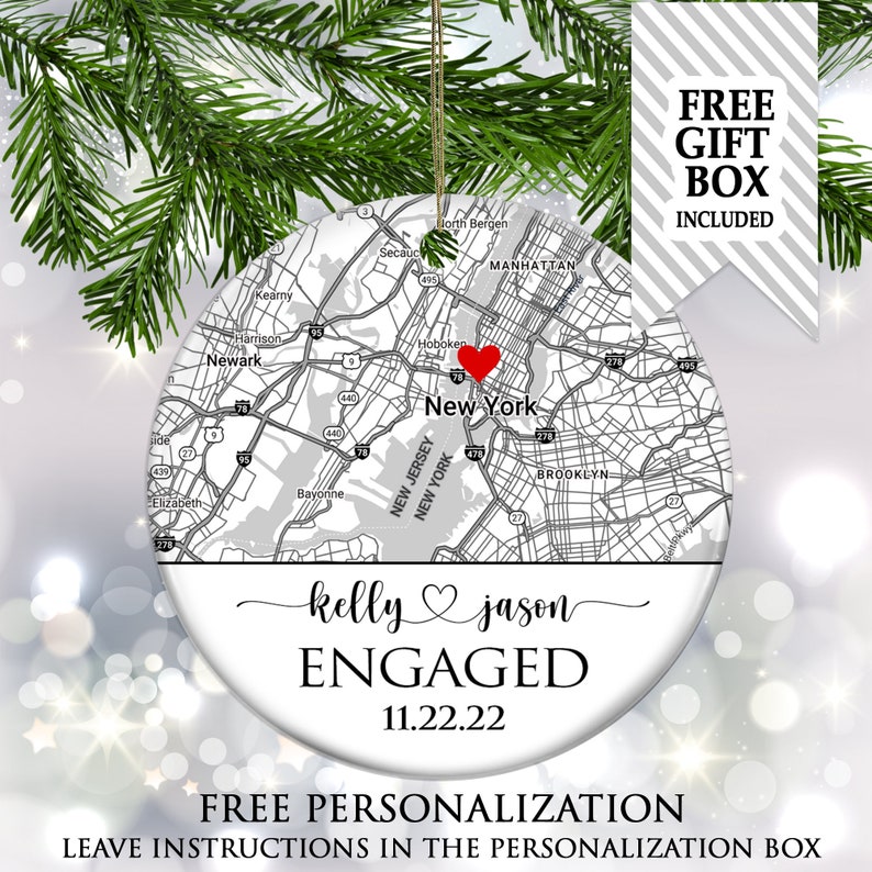 Engagement Ornament Gift Map Ornament Engagement Map - Etsy