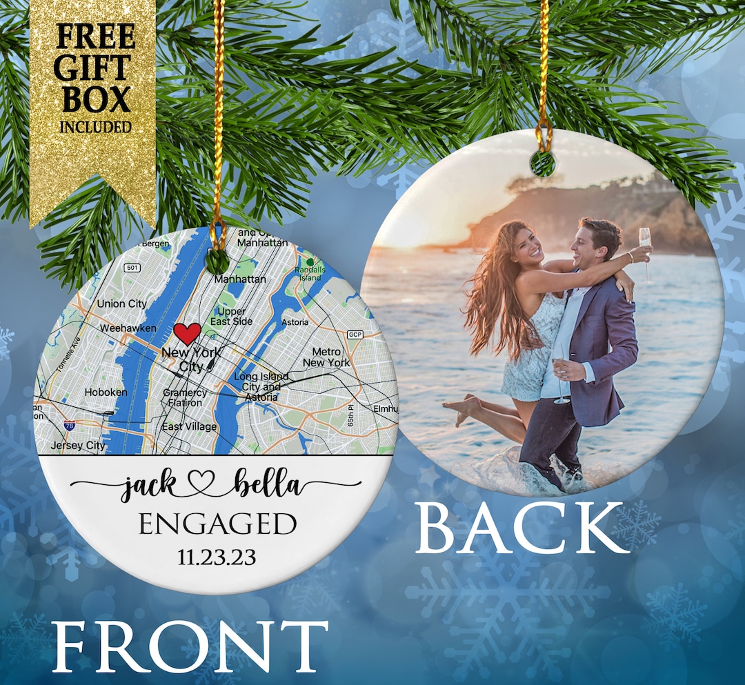 Engagement Ornament Gift, Map Ornament, Engagement Map, Personalized ...