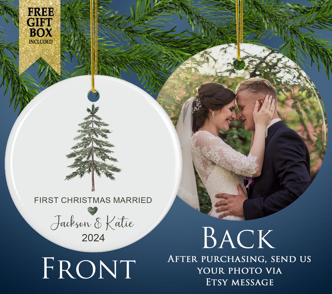 First Christmas Married Ornament, Personalized Wedding Gift, Just ...