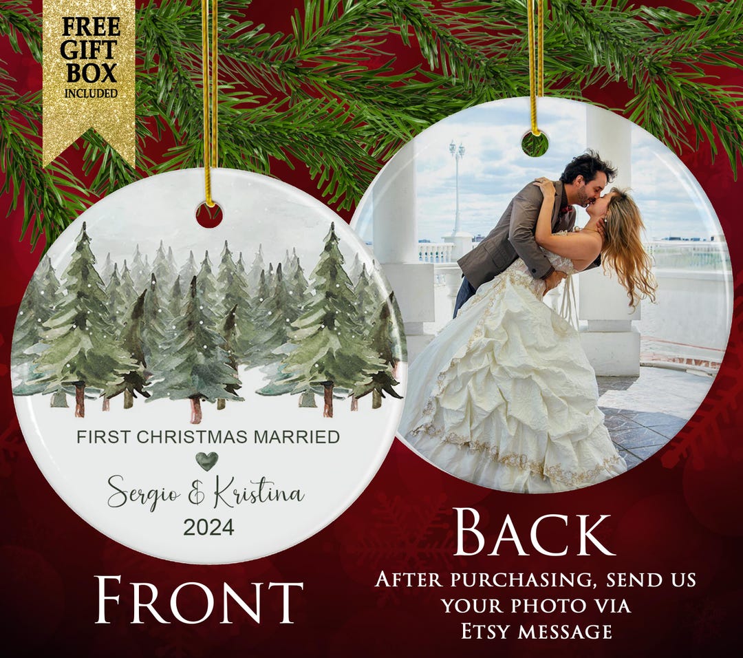 First Christmas Married Ornament, Personalized Wedding Gift, Just ...