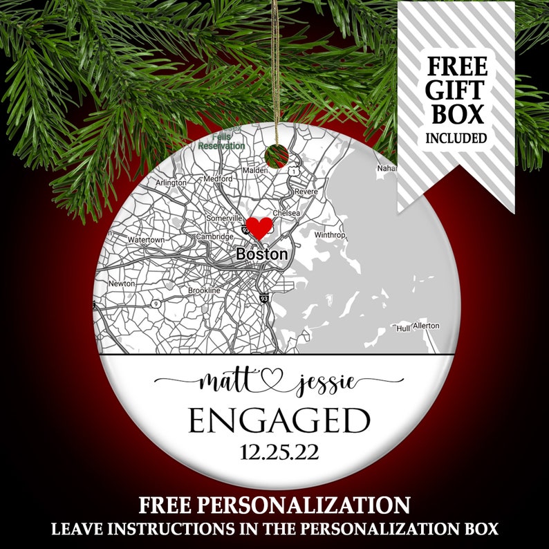 Engagement Ornament Gift Map Ornament Engagement Map - Etsy
