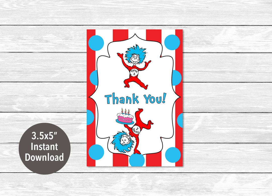 Thing 1 and Thing 2 Thank You Card - Etsy
