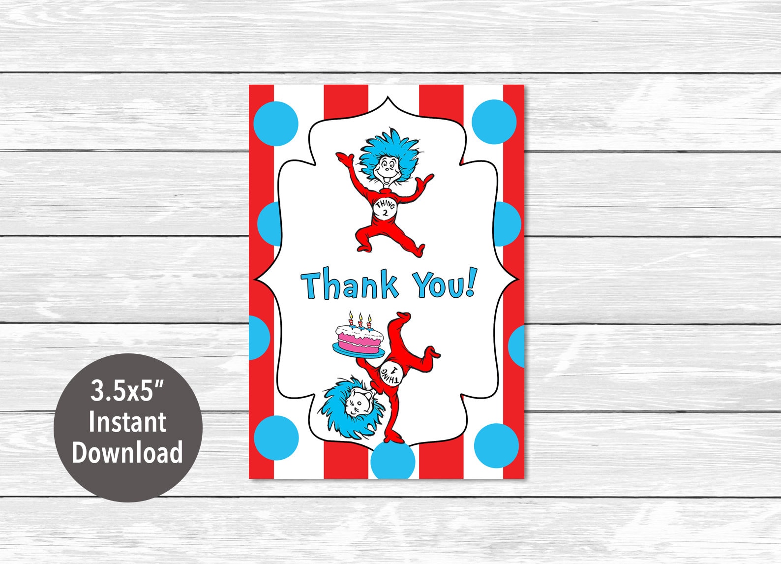Thing 1 and Thing 2 Thank You Card - Etsy