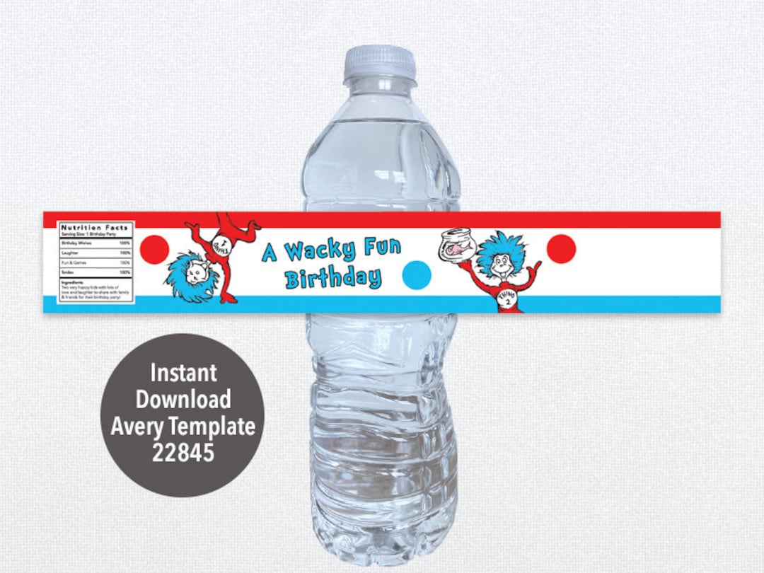 Printable - Thing 1 Thing 2 Water Bottle Labels - Etsy