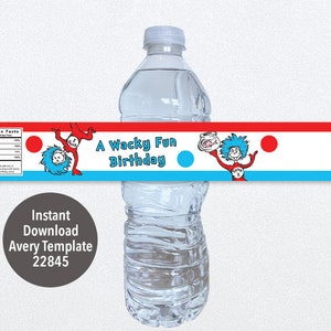Printable - Thing 1 Thing 2 Water Bottle Labels - Etsy