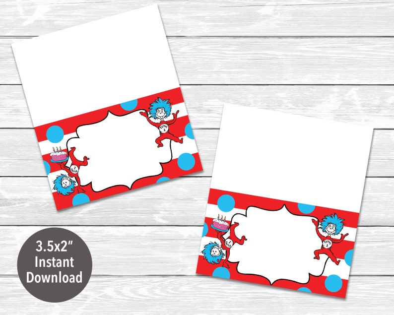 Thing 1 and Thing 2 Blank Food Labels - Etsy