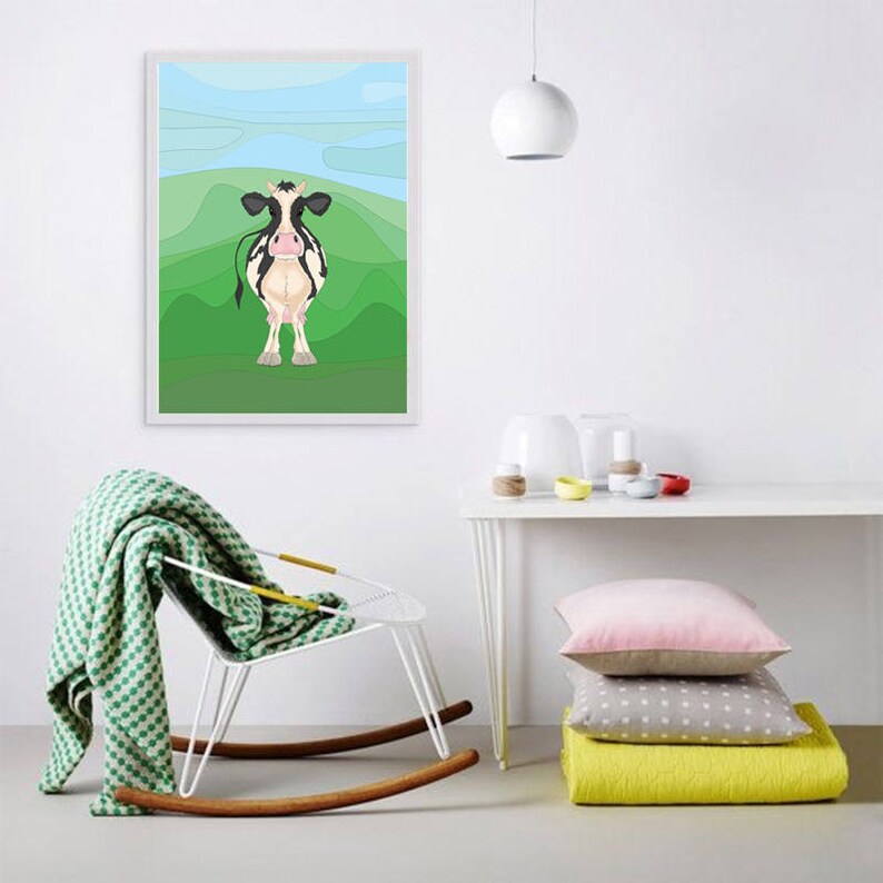 Cow Art, Good Luck Gift, Nursery Art, Kids Room Decorating, Nursery Art ...
