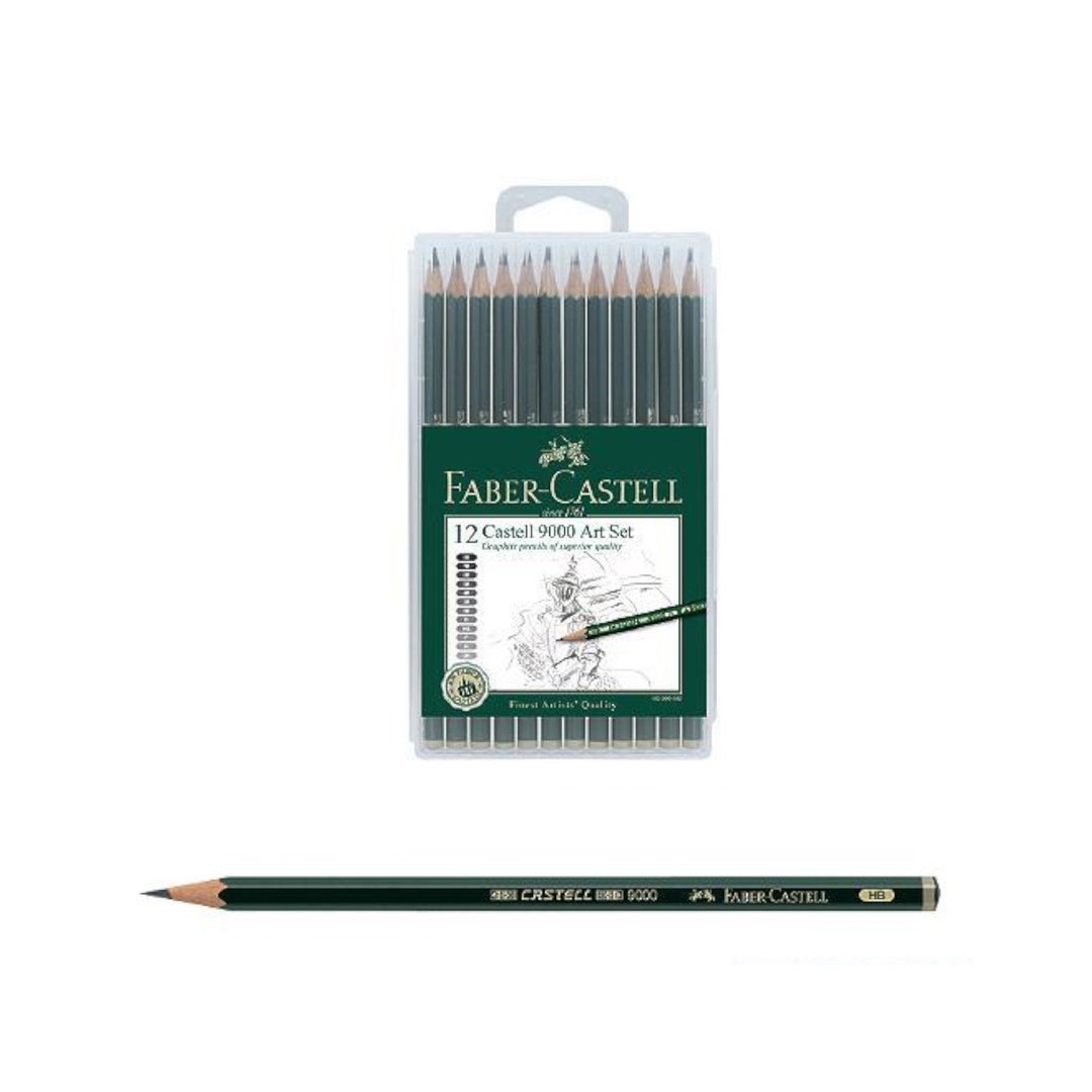 Faber Castell 9000 Graphite Art Set Drawing Sketching Design 12 Black ...