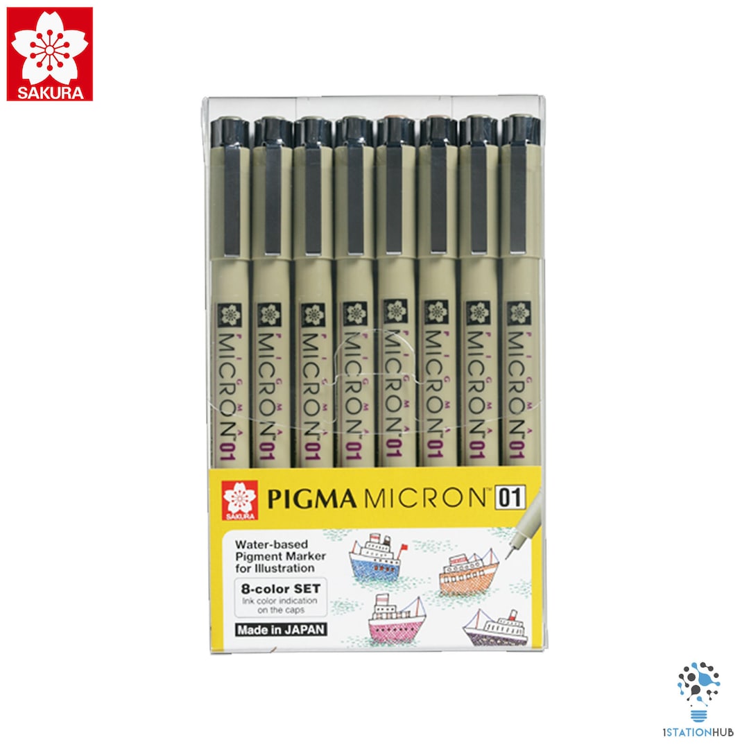 Sakura Pigma Micron 01 Pen - Pack of 8 Colour Set | 0.25mm | Home ...