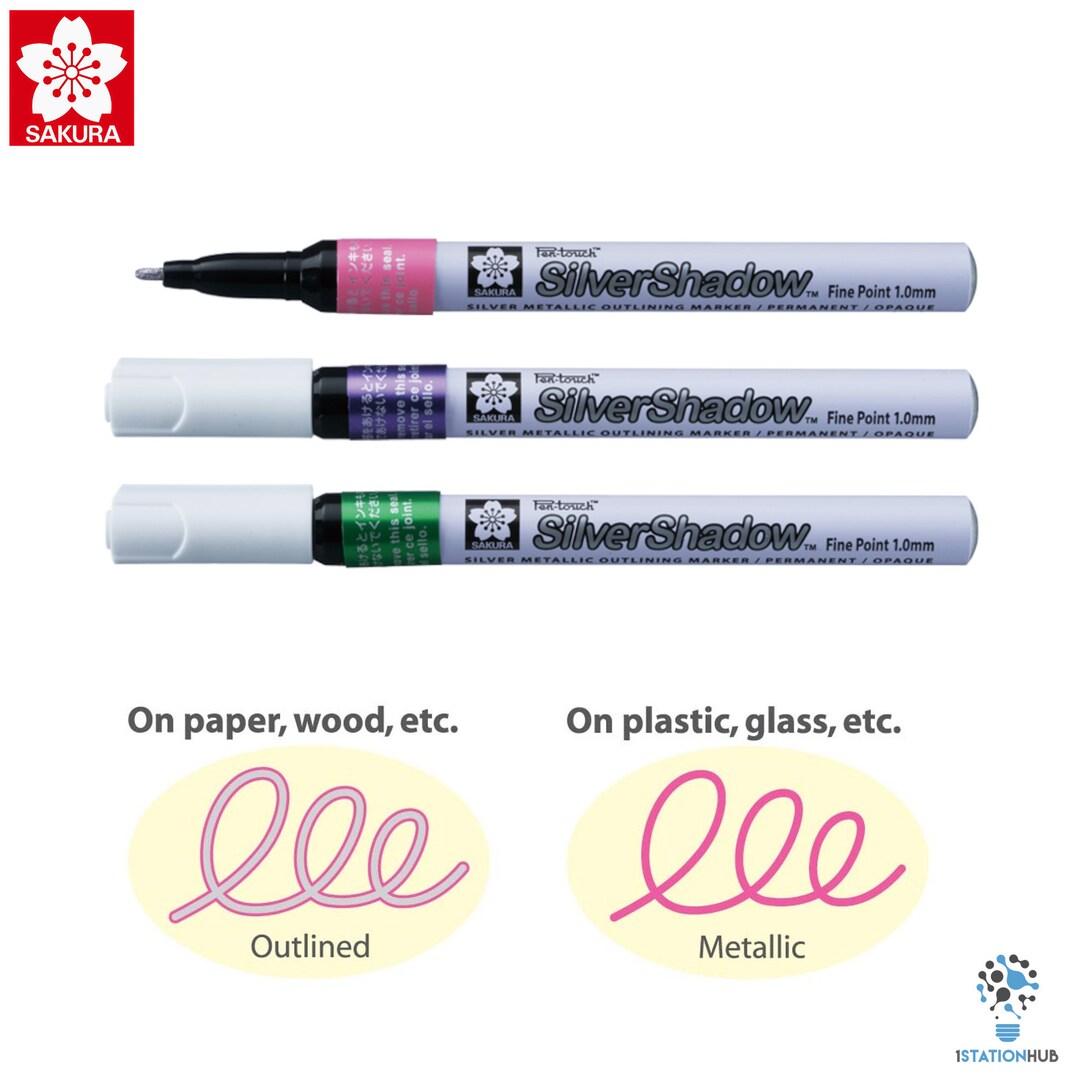 Sakura Pen-touch Silver Shadow Permanent Marker | Fine 1.0mm Sakura Pen-touch Silver Shadow Permanent Marker | Fine 1.0mm