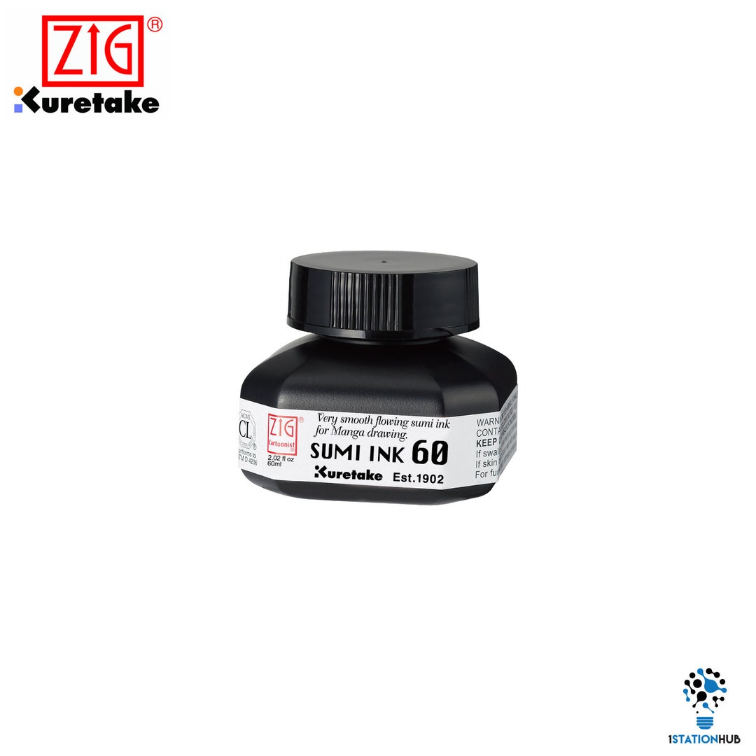 ZIG Kuretake Cartoonist Sumi Black Ink 60ml Arts Craft Use With Menso Brushes or Pen Nibs - Etsy