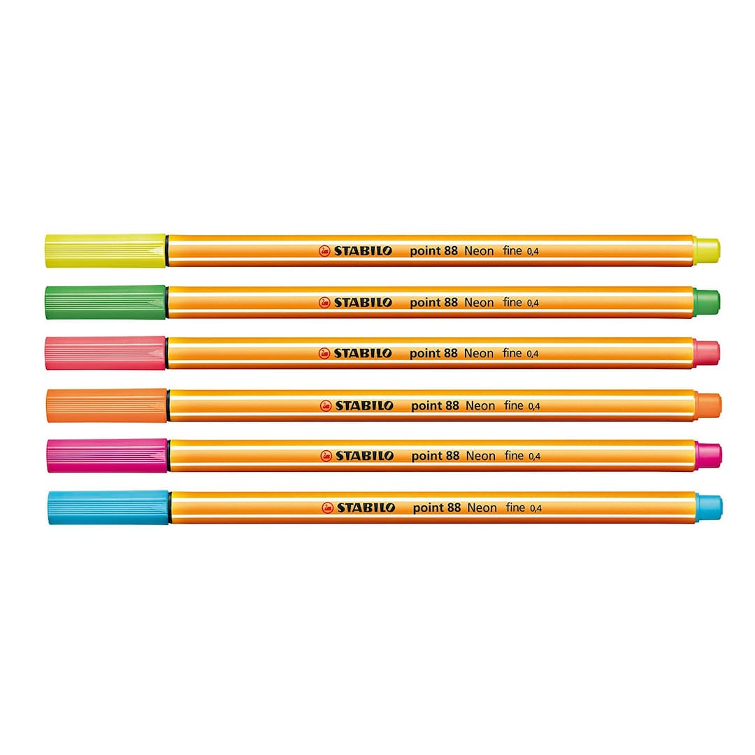 Stabilo Neon Point 88 Fineliner 0.4mm Pen | 6 Vibrant Color Pens | Art ...