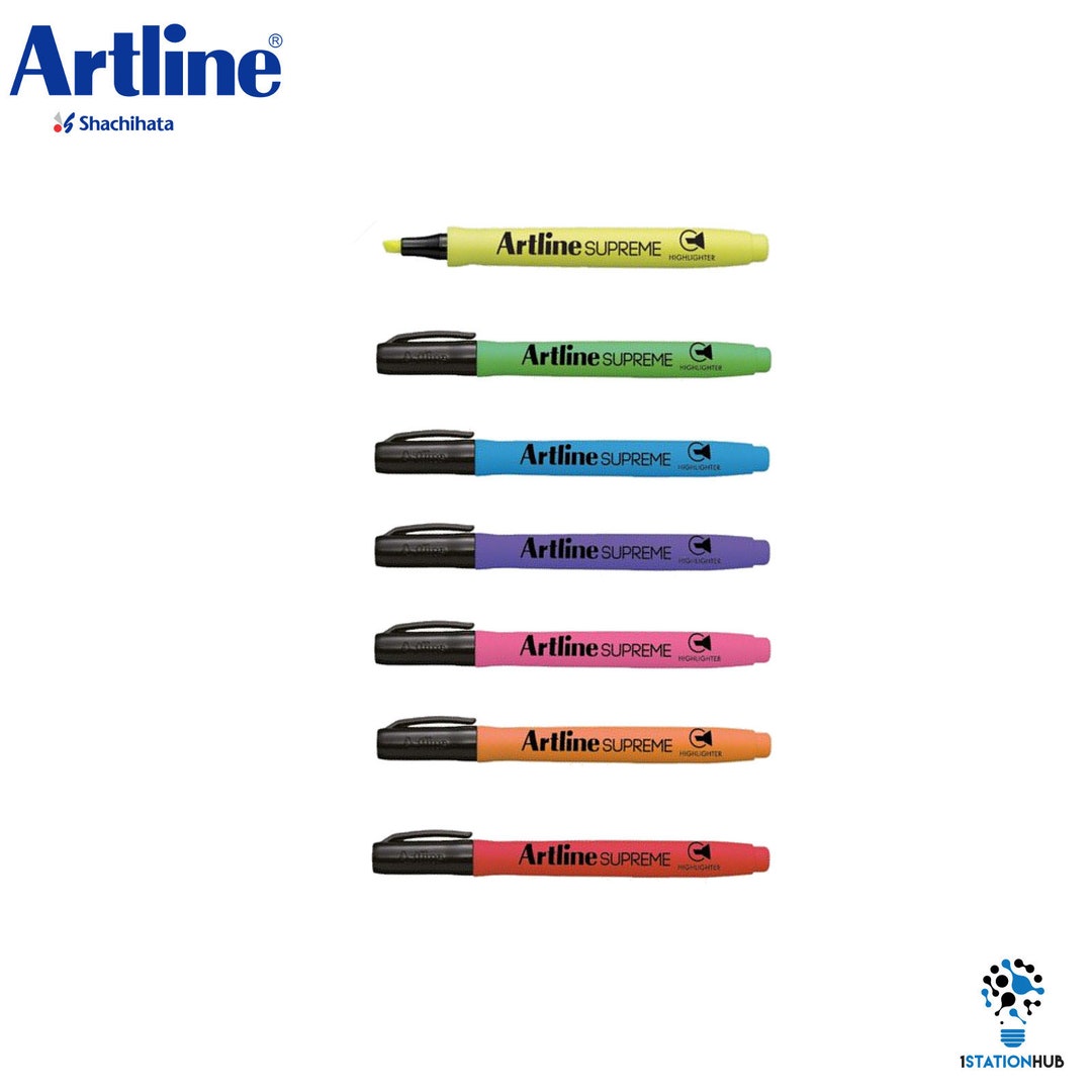 7 Artline Supreme EPF-600 Highlighter Marker Pen Couleur fluorescente ...