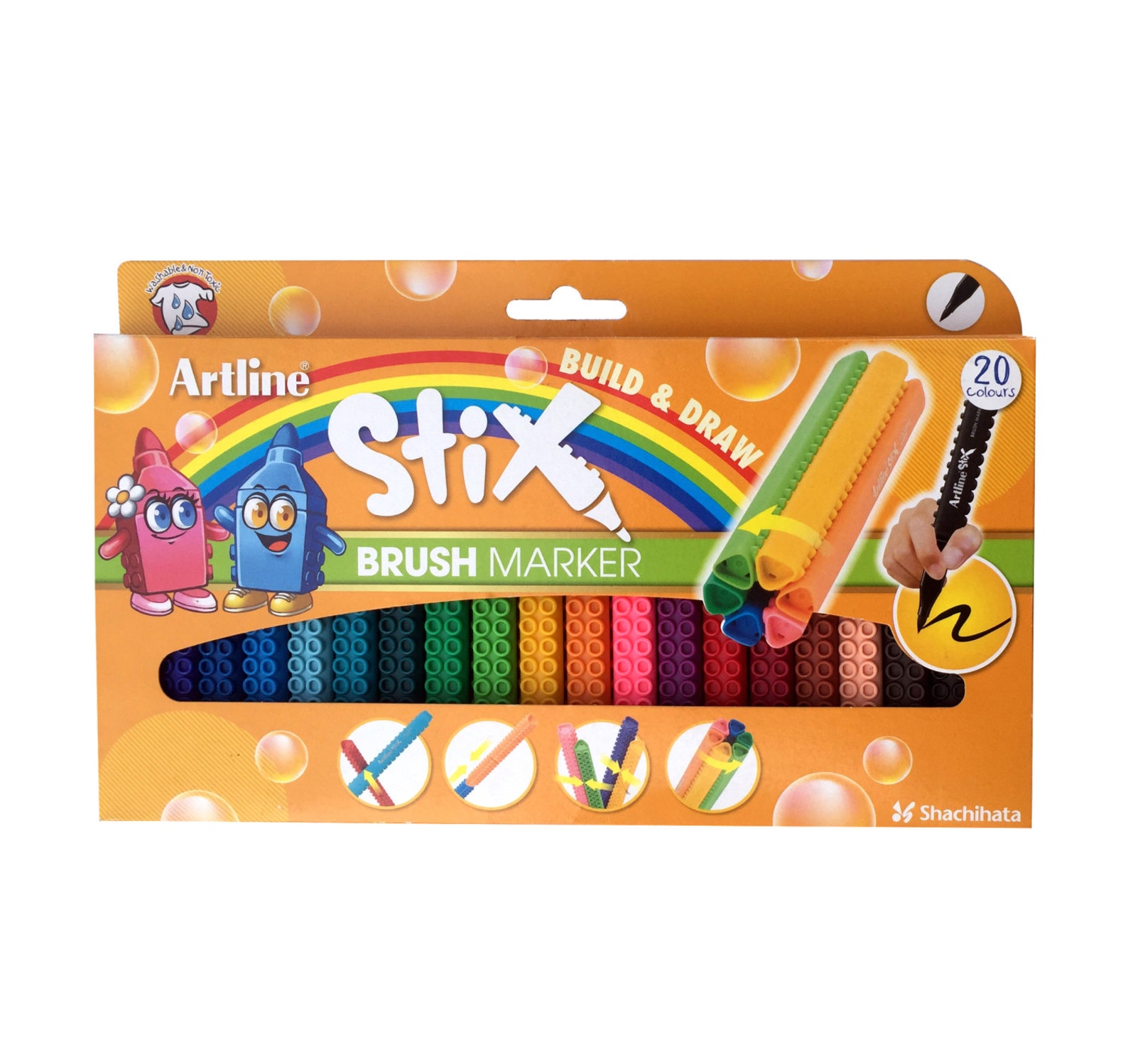 Artline Stix Brush Marker Pen Build & Draw Non Toxic Hand - Etsy