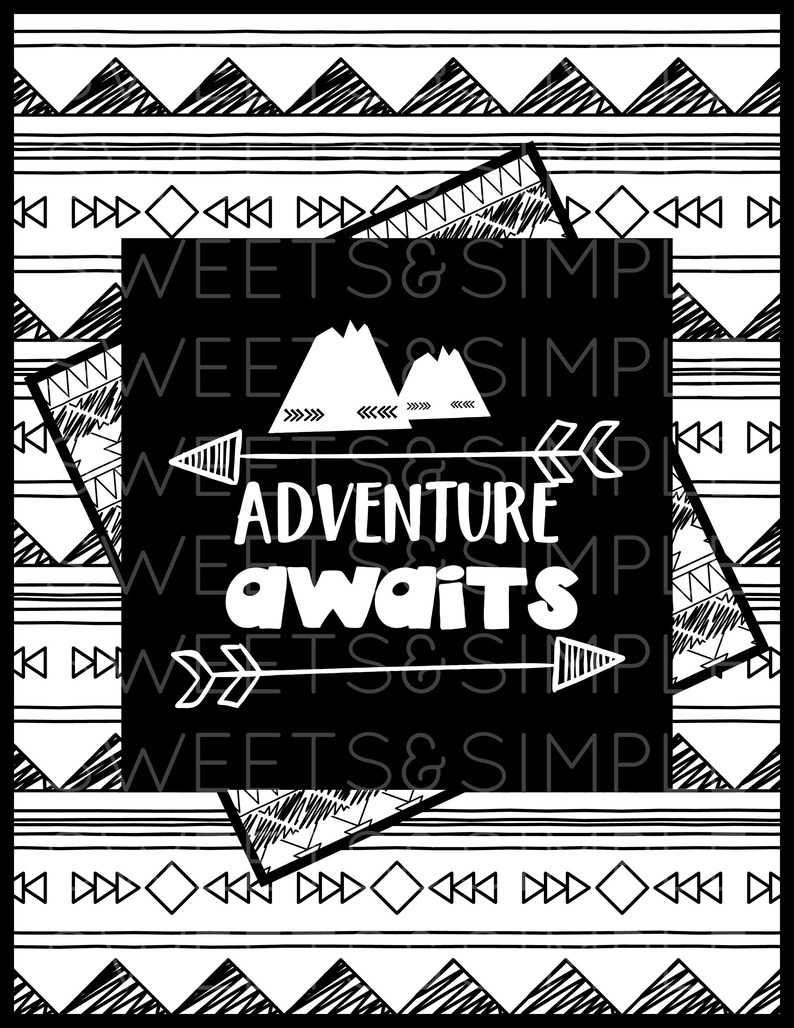 Adventure Awaits, Coloring Page, Adult Coloring, Coloring Sheet ...