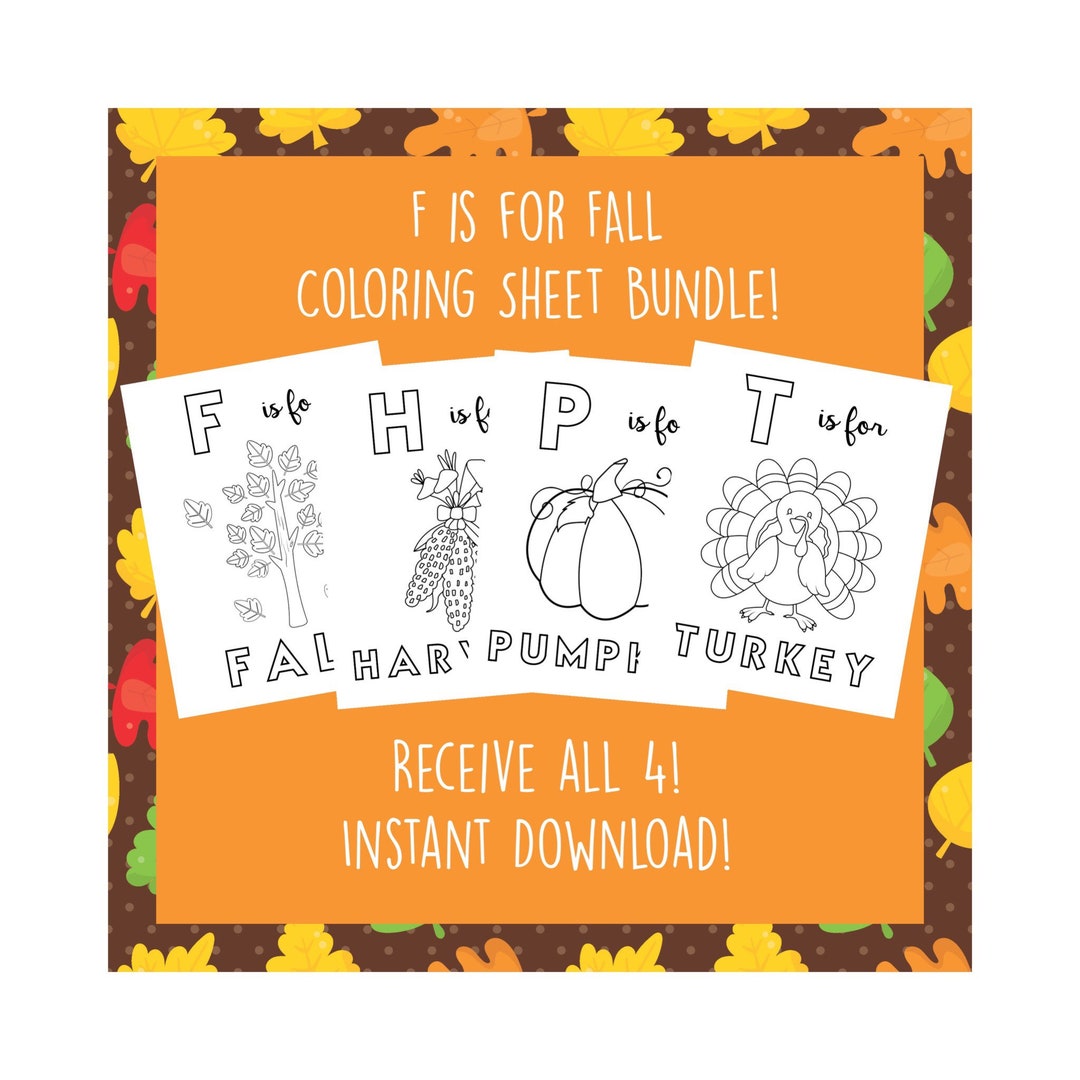 Fall Coloring Page Bundle, Autumn, Thanksgiving, Coloring Sheet ...