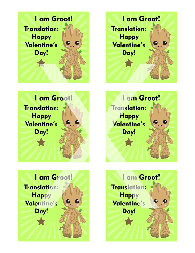 Baby Groot, Valentines, Valentine's Day Card, Classroom Valentine ...