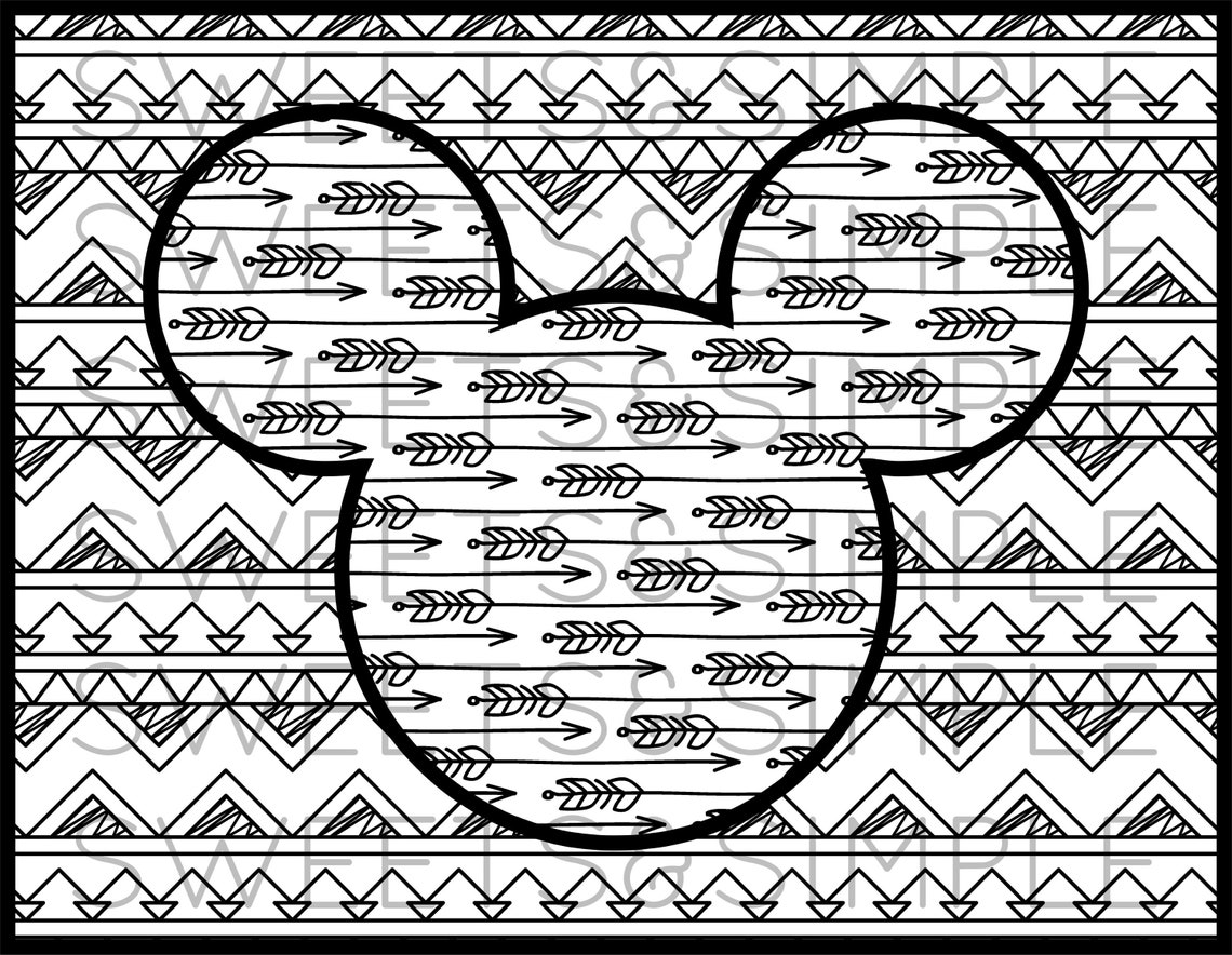 Mouse Head Adult Coloring Page, Adult Coloring Sheet, Magical, Mouse ...