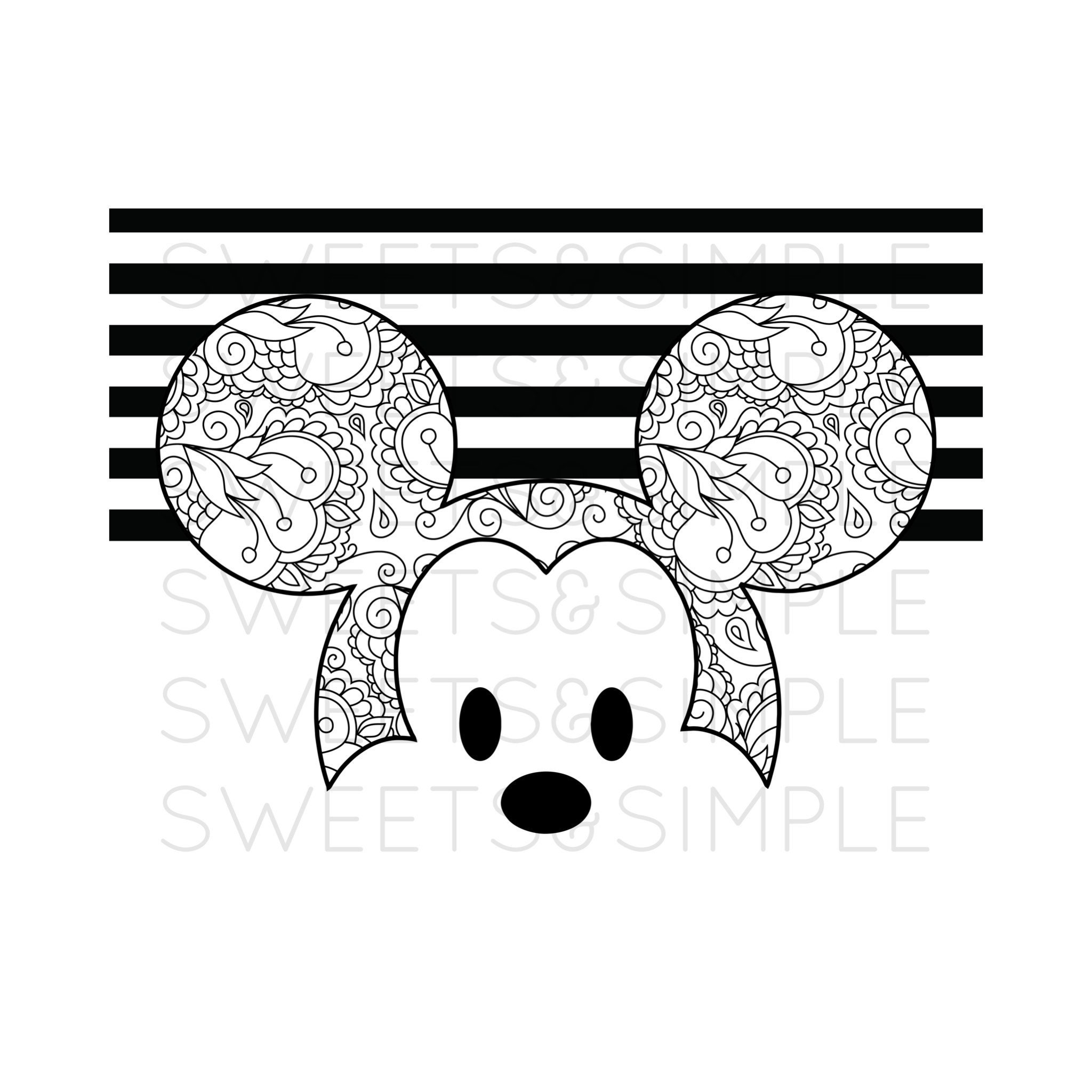 Mouse Head Coloring Page, Adult Coloring, Coloring Sheet, Instant ...