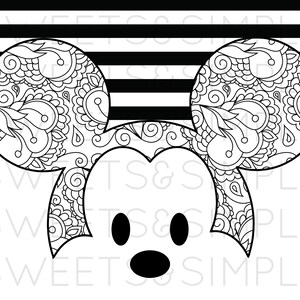 Mouse Head Coloring Page, Adult Coloring, Coloring Sheet, Instant ...