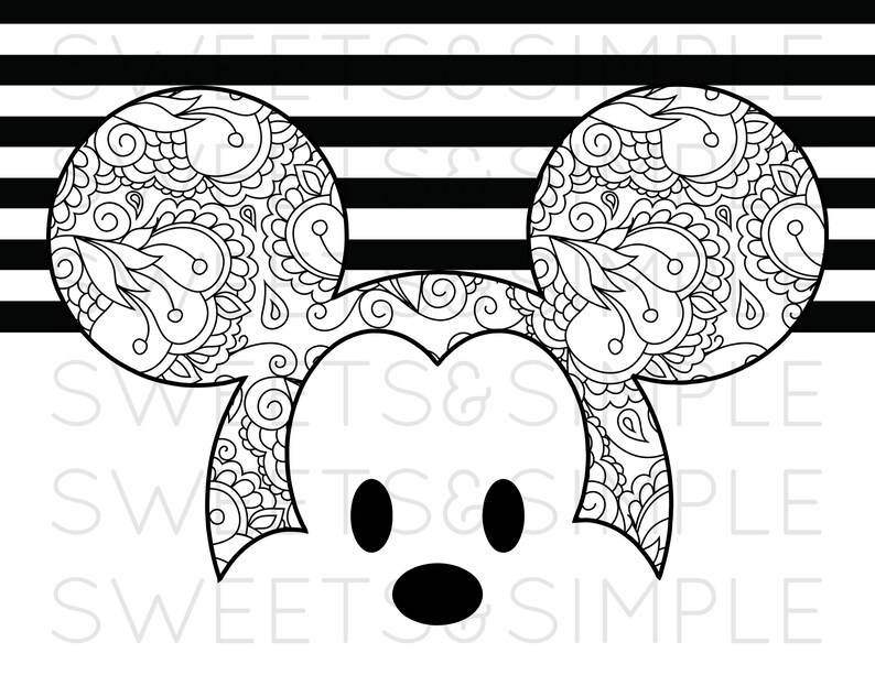 Mouse Head Coloring Page, Adult Coloring, Coloring Sheet, Instant ...