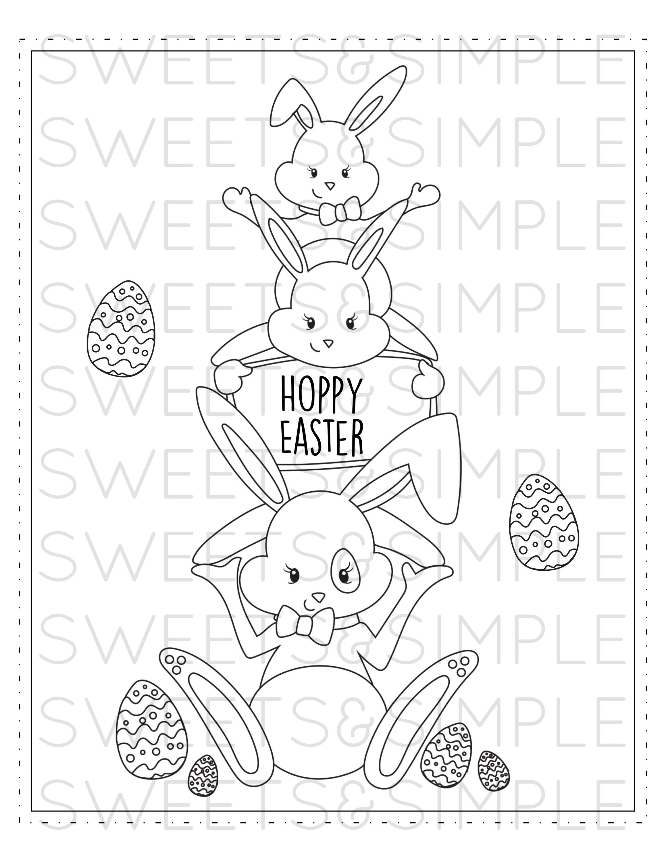 Easter Coloring Page, Easter Coloring Sheet, Bunny, Bunnies, Spring ...