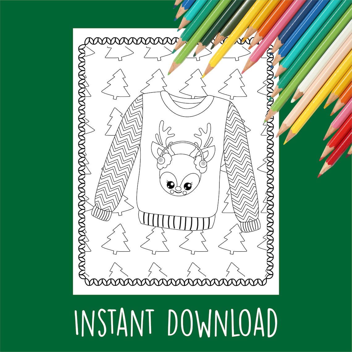 Ugly Christmas Sweater Coloring Page Bundle, Tacky Christmas Coloring ...