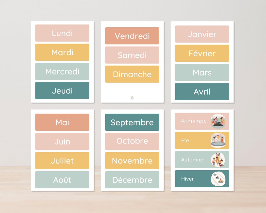 FRENCH | Days of the Week | Months of the Year | Seasons Classroom ...