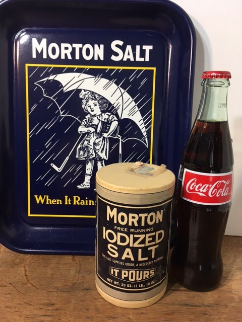 1960s Morton Salt Tray and 1914 Reproduction Cardboard Carton - Etsy