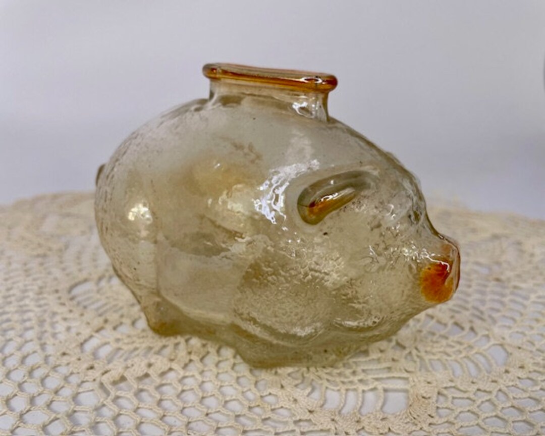 1950s Small Anchor Hocking Carnival Glass Pig Bank/piggy Bank/savings ...