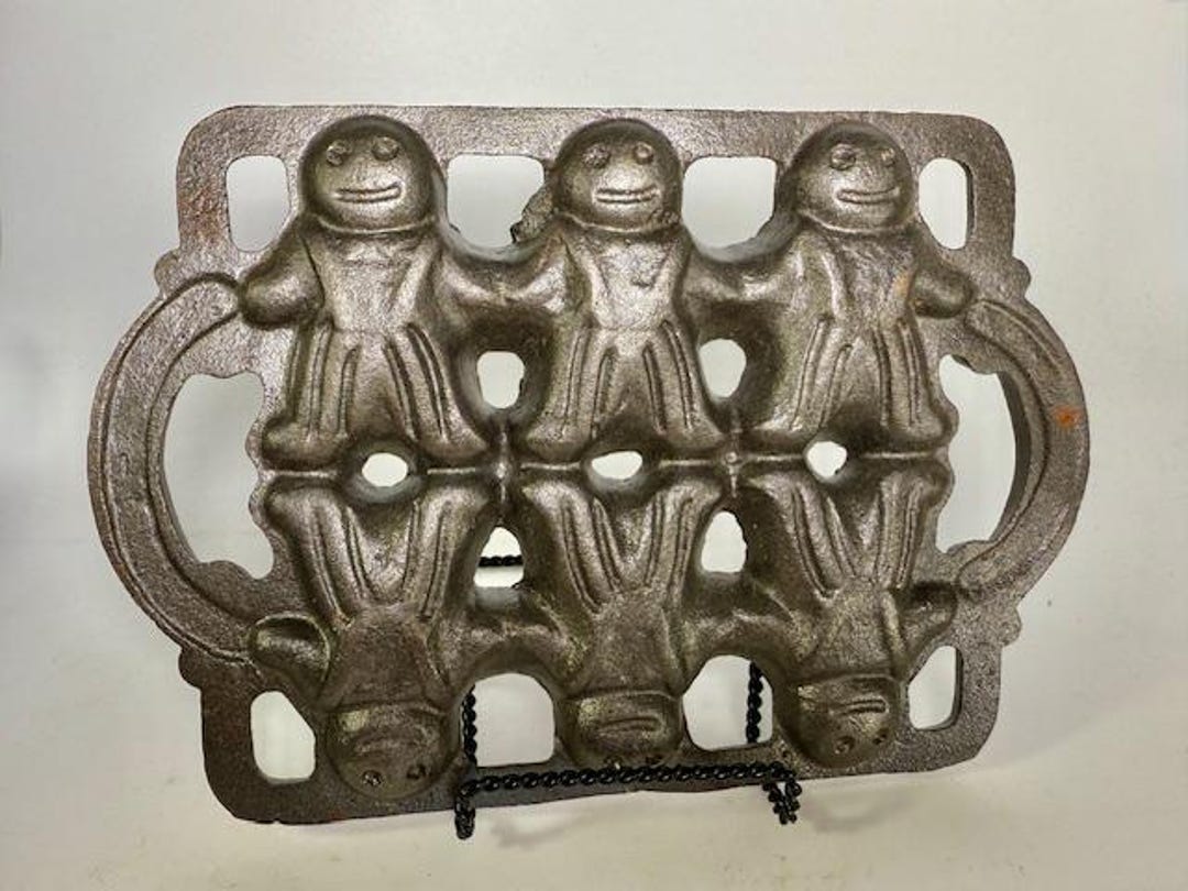John Wright Gingerbread Man Baking Pan Cast Iron Mold/ready to Decorate ...