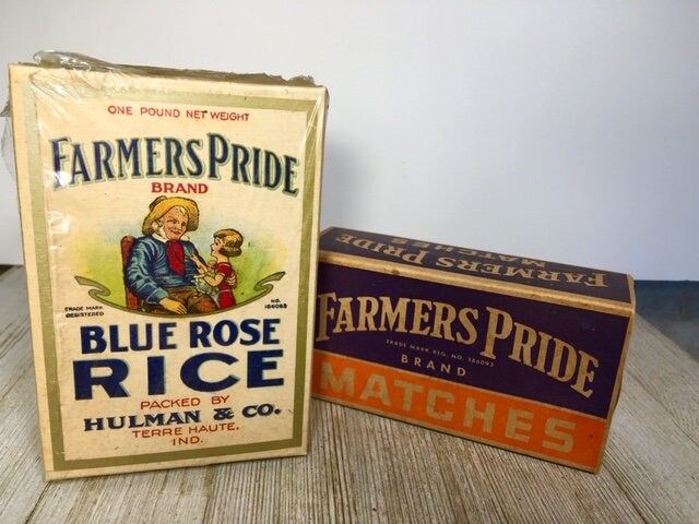 1940s Farmers Pride Blue Rose Rice and Matches/hoosier - Etsy