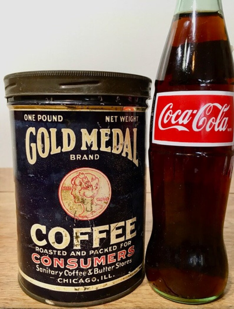 1929 Gold Medal Coffee Tin/steel Cut/screw Top/1 Pound - Etsy