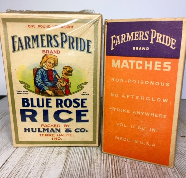 1940s Farmers Pride Blue Rose Rice and Matches/hoosier | Etsy