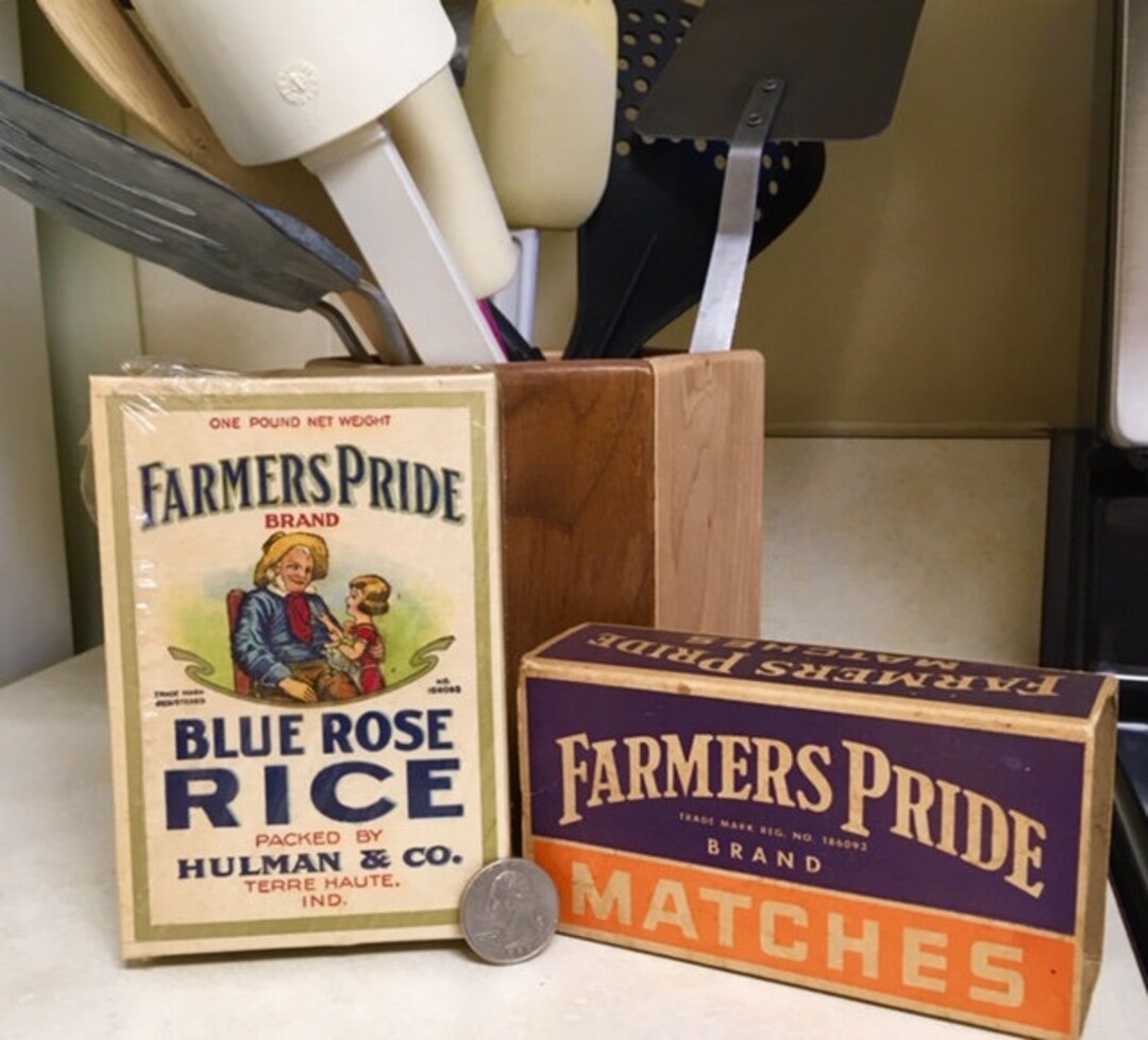 1940s Farmers Pride Blue Rose Rice and Matches/hoosier Pride/americana ...