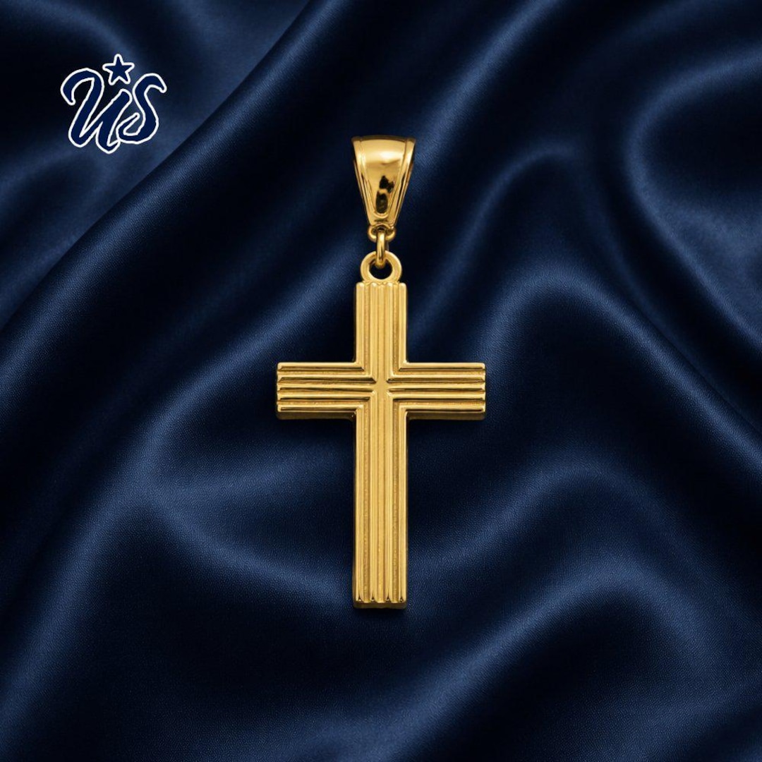 14K Yellow Gold Cross Pendant - Etsy