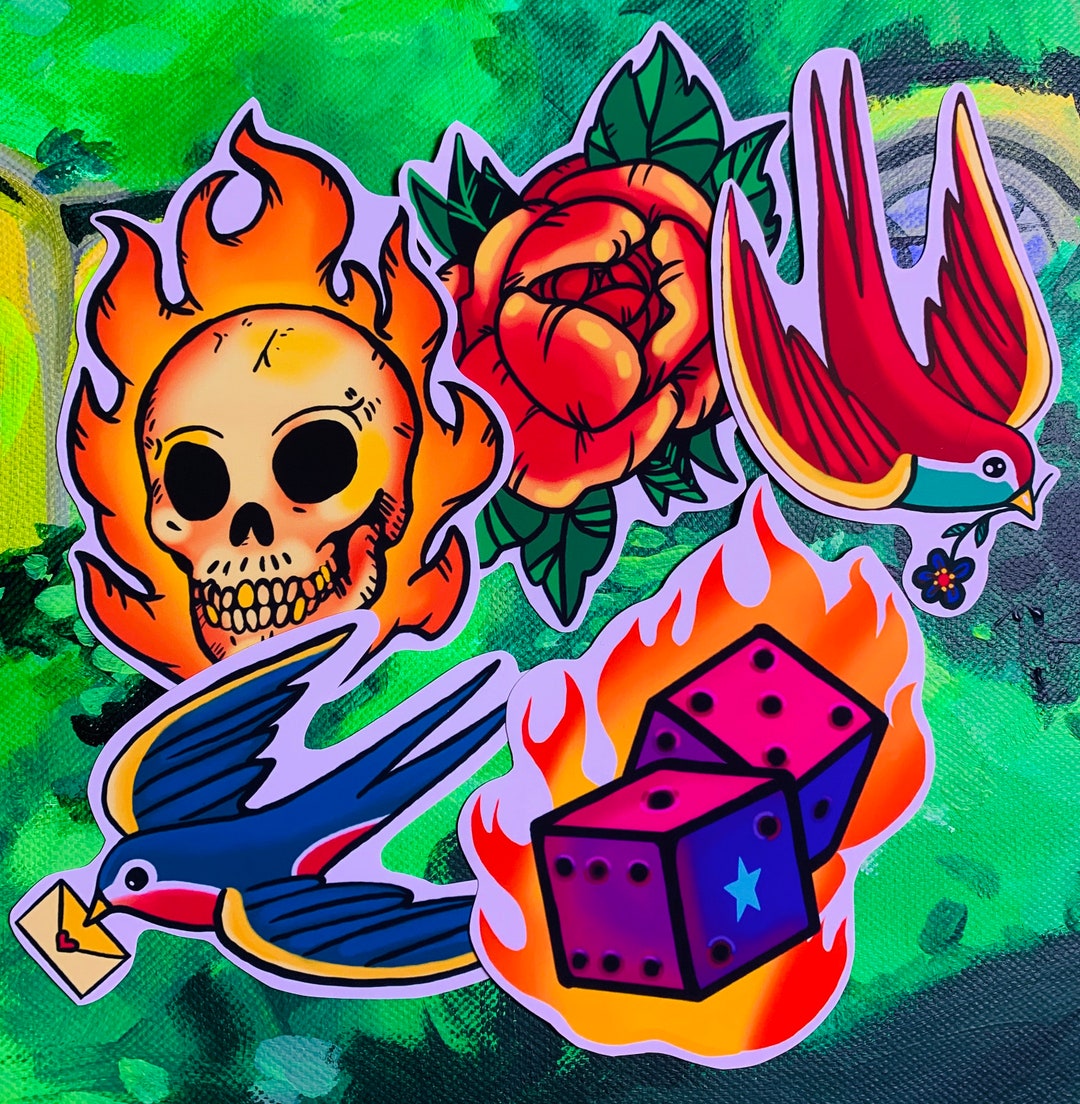 Tattoo Flash Vinyl Stickers - Etsy