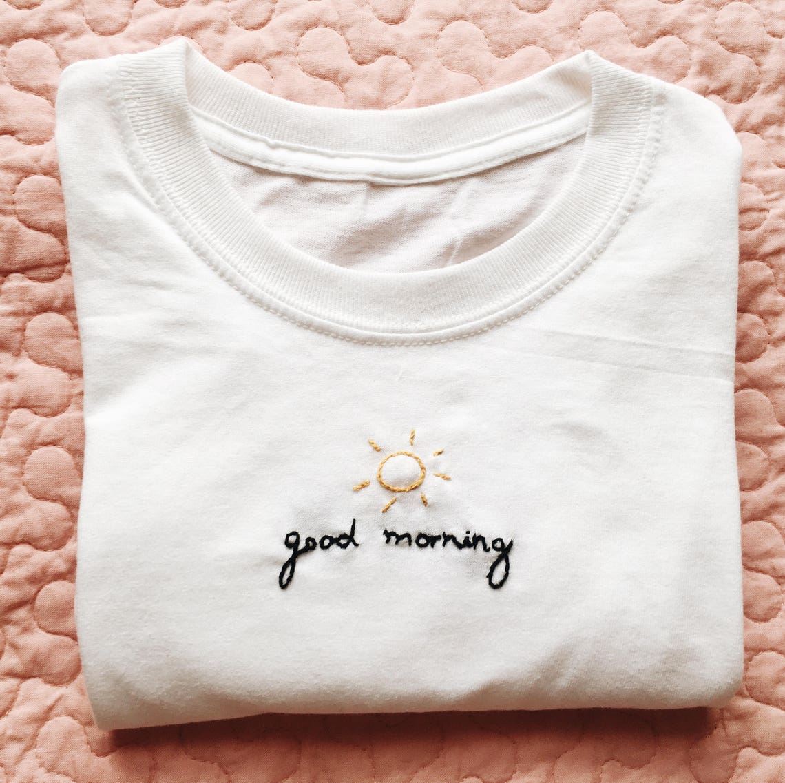 Good Morning Embroidered T-shirt - Etsy