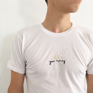 Good Morning Embroidered T-shirt - Etsy