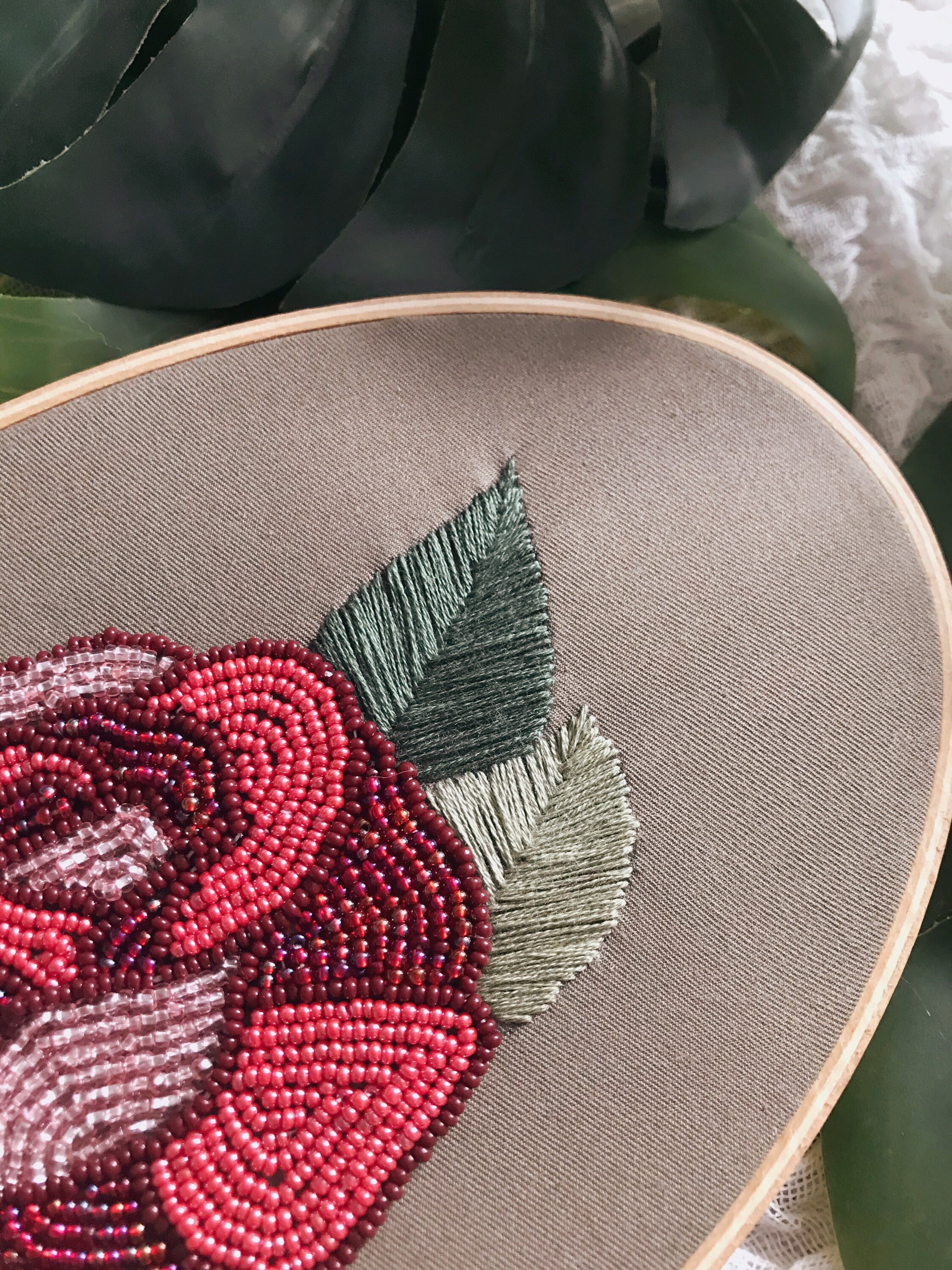 Sparkly Beaded Rose Embroidery Hoop | Etsy