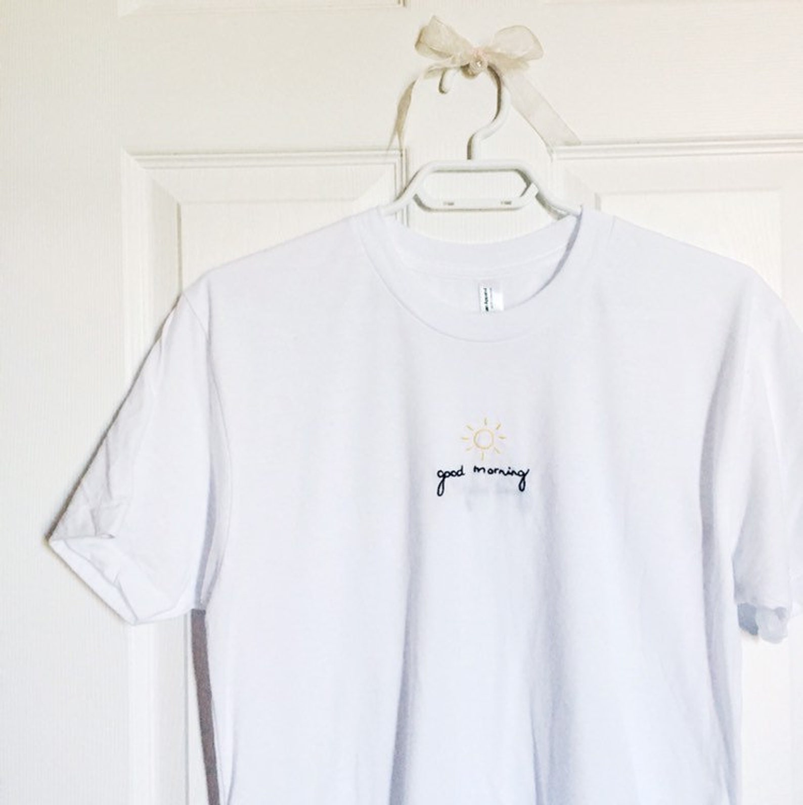 Good Morning Embroidered T-shirt - Etsy