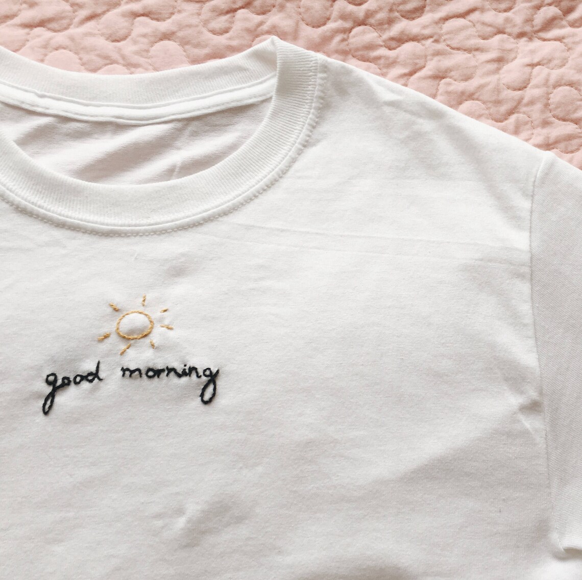 Good Morning Embroidered T-shirt - Etsy