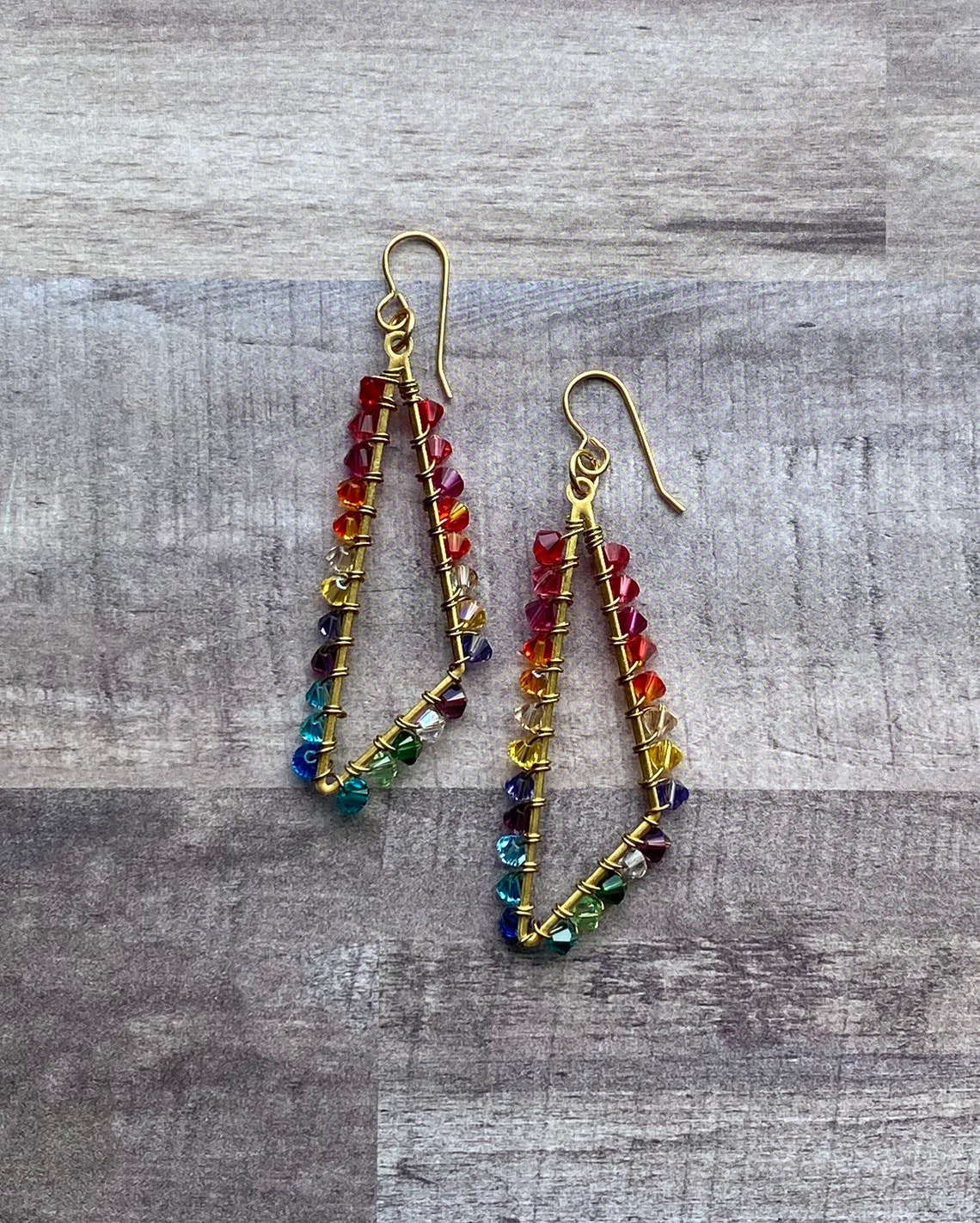 Rainbow Earrings Rainbow Crystal Earrings Multicolor Etsy