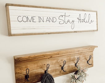 Get Cozy and Stay Awhile Sign, Living Room Wall Decor, Housewarming ...