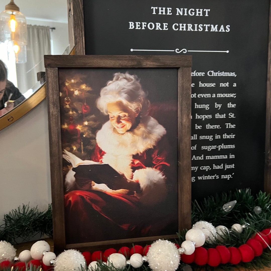 Vintage Mrs. Clause Reading Wood Sign: Classic Christmas Decor - Etsy