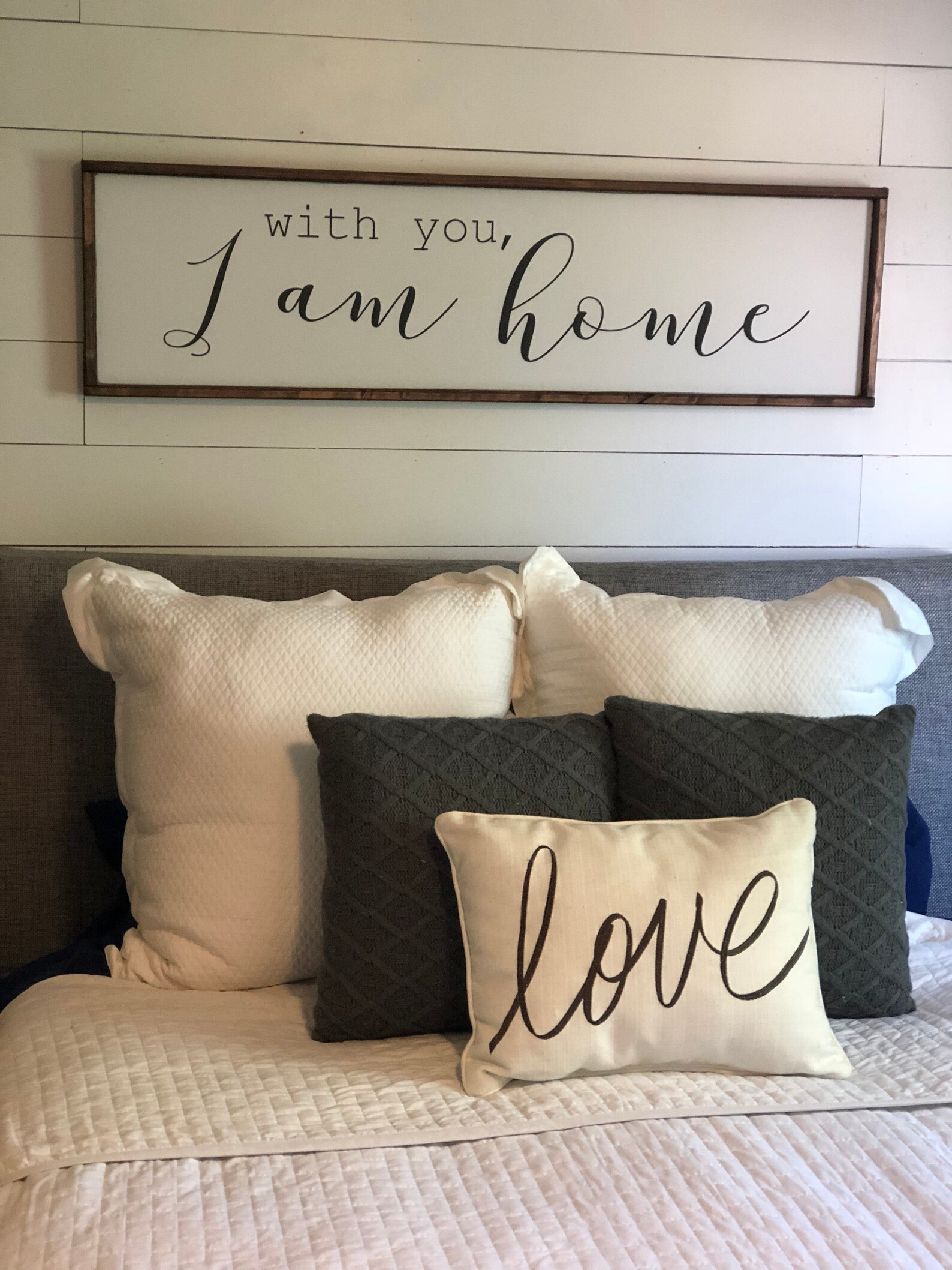 With You I Am Home. Above Over the Bed Sign - Master Bedroom Wall Art ...