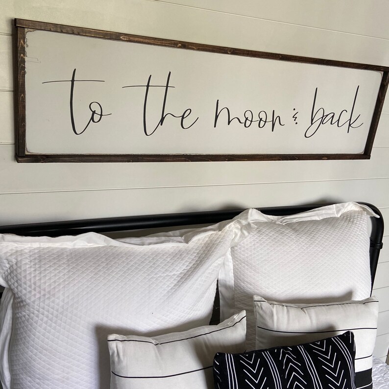 To the Moon & Back. Above the Bed Sign FREE SHIPPING | Etsy