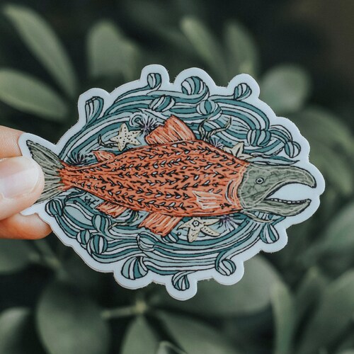Alaska Salmon Vinyl Sticker - Etsy